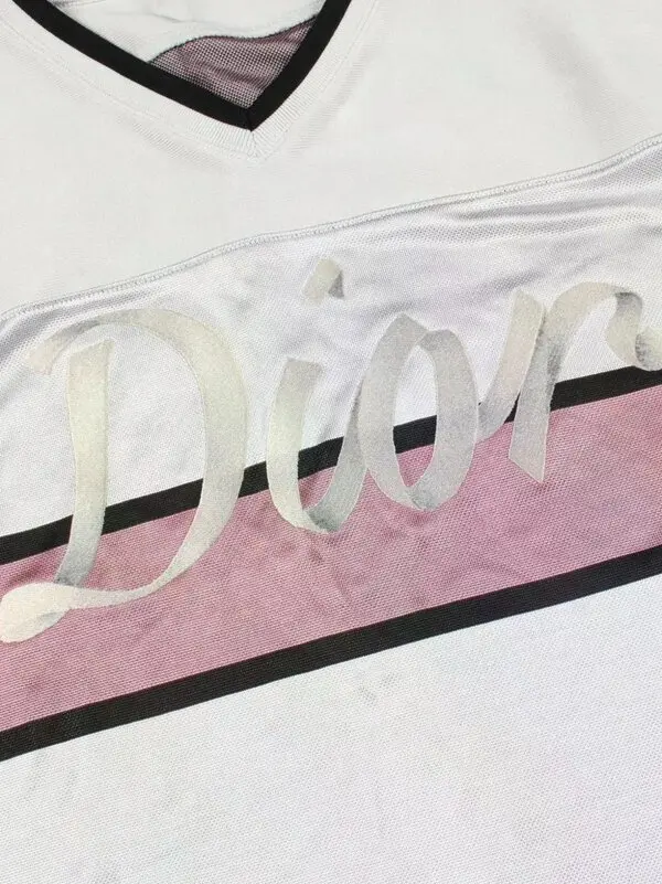 Dior Long Sleeve V-neck T-shirt With Logo Embroidery