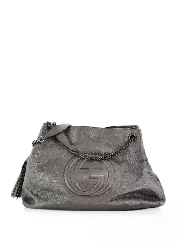 Gucci Soho Chain Strap Leather Large Shoulder Bag - Grey