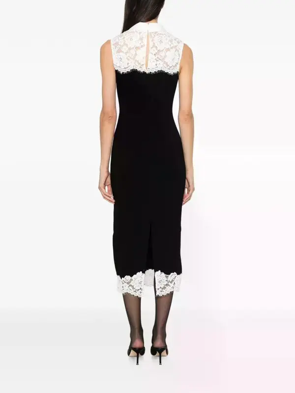 SELF-PORTRAIT Lace-trimmed Bow-detail Midi Dress