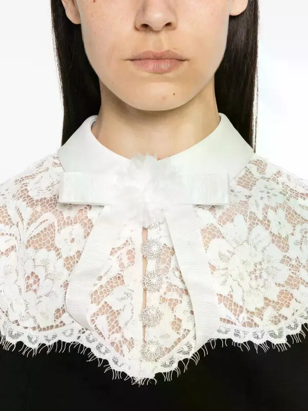 SELF-PORTRAIT Lace-trimmed Bow-detail Midi Dress