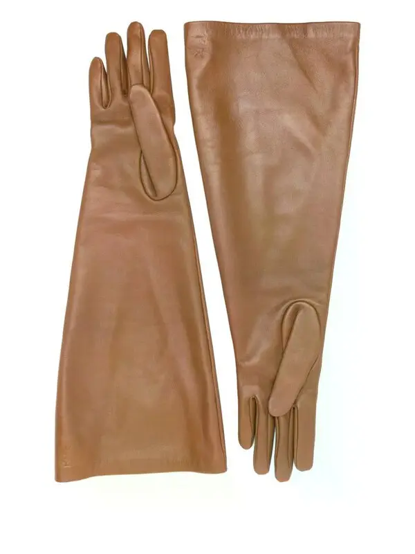 Saint Laurent Leather Gloves - Brown