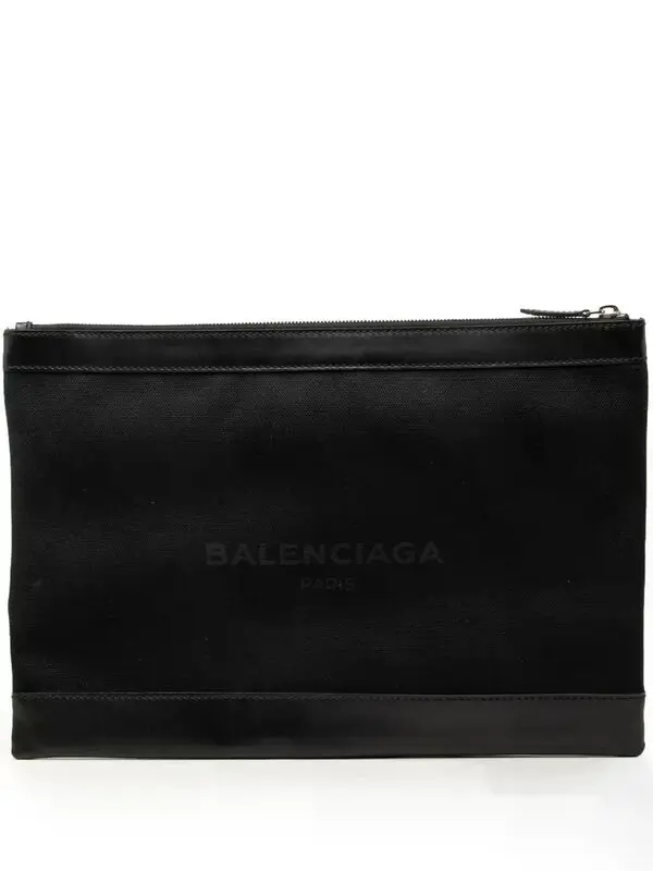 Balenciaga Canvas Navy Clip L Clutch Bag