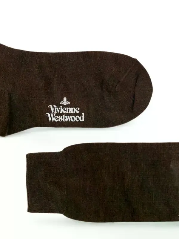 VIVIENNE WESTWOOD Orb Embroidered Logo Print Socks - Brown