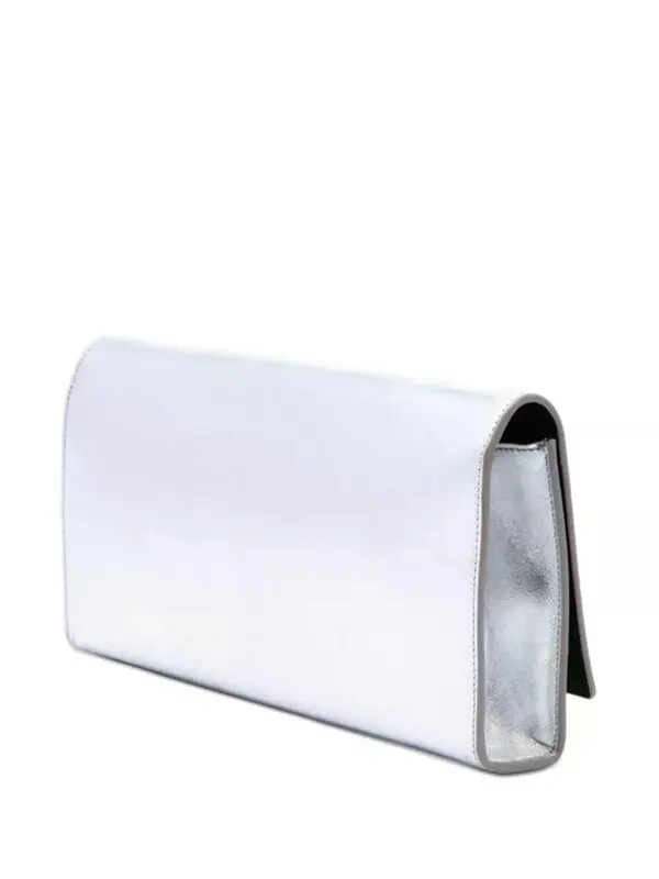Saint Laurent 2014 Smooth Metallic Calfskin Monogram Cassandre Clutch Bag - Silver