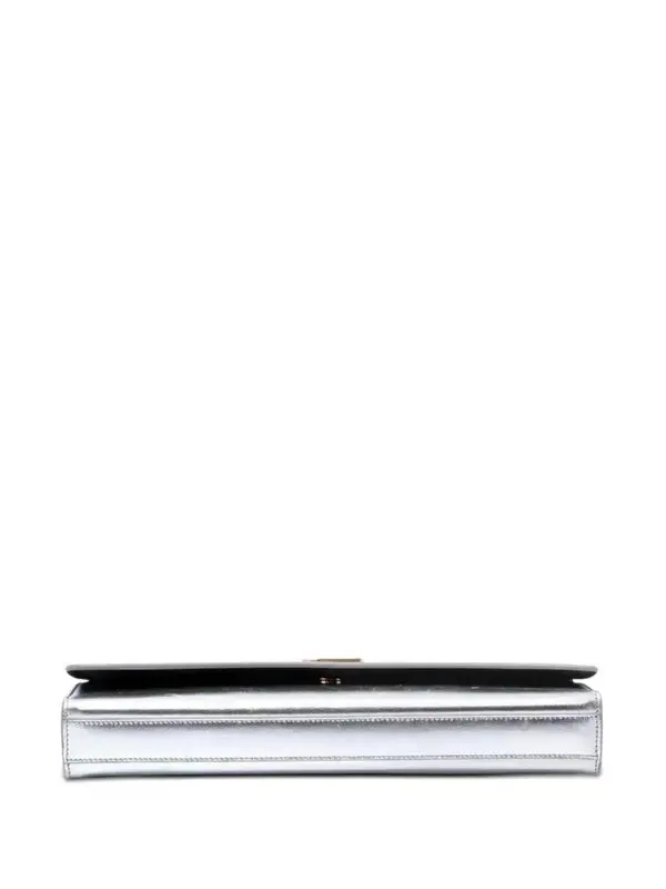 Saint Laurent 2014 Smooth Metallic Calfskin Monogram Cassandre Clutch Bag - Silver