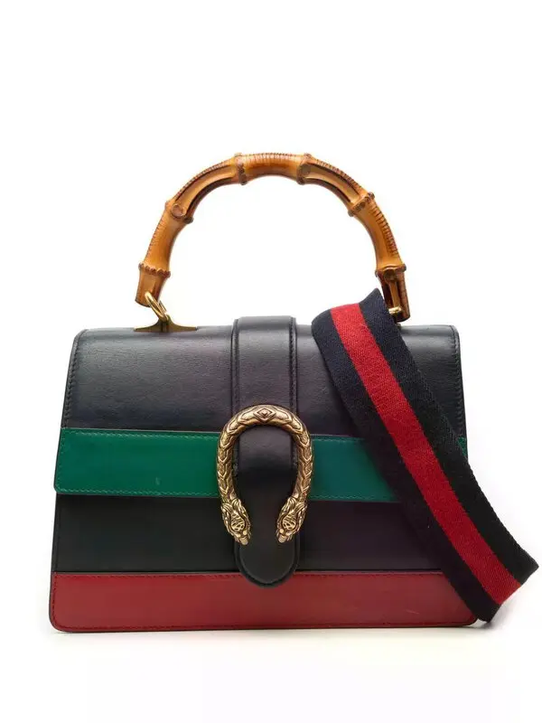 Gucci 2016-2026 Medium Leather Bamboo Dionysus Web Satchel - Blue