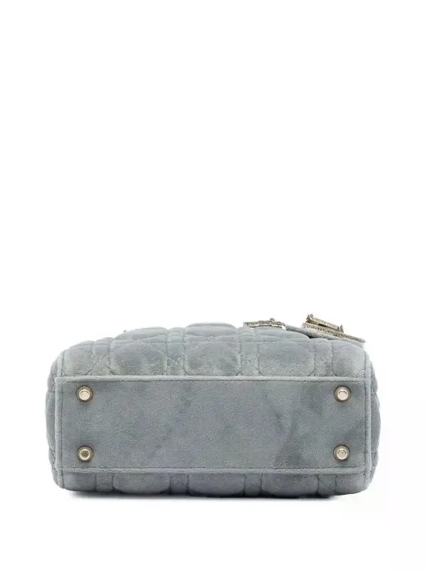 Dior 2019 Mini Velvet Cannage Lady Satchel - Grey