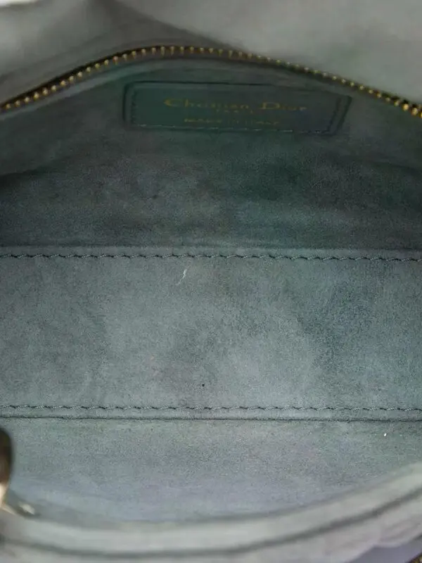 Dior 2019 Mini Velvet Cannage Lady Satchel - Grey