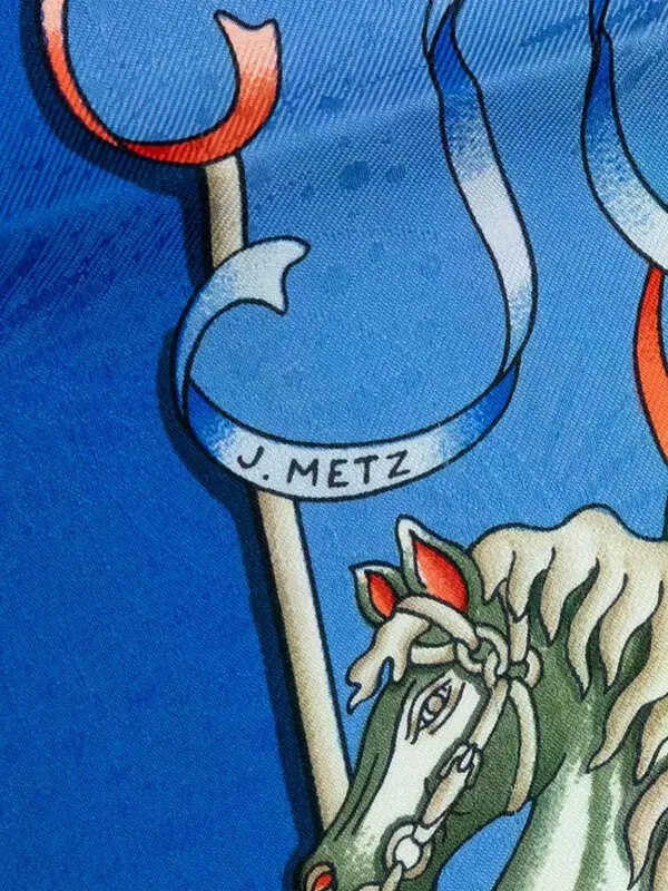Hermès 1980-2010 Luna Park Silk Scarf 90 Scarves - Blue