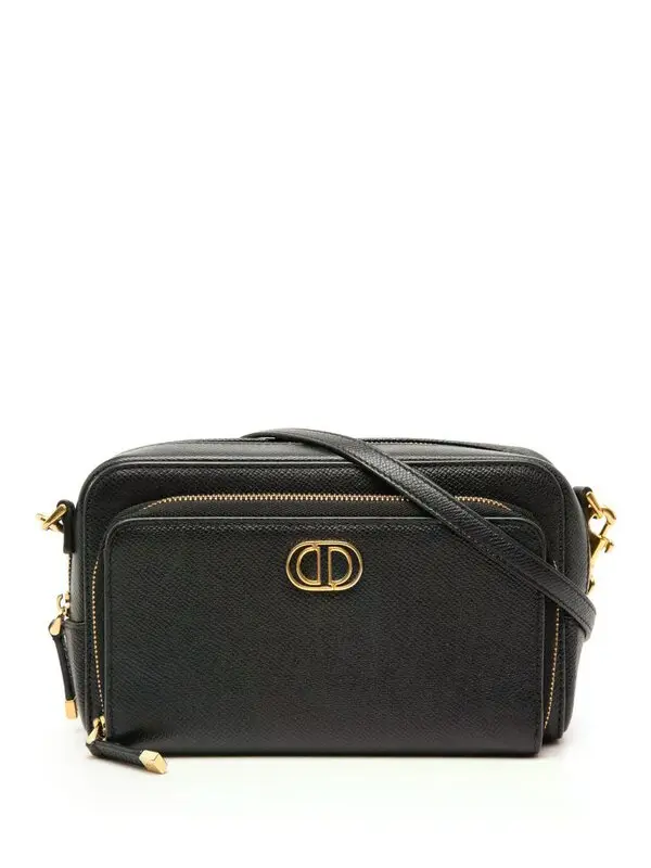Dior 2022 Grained Calfskin Caro Double Pouch Crossbody Bag - Black