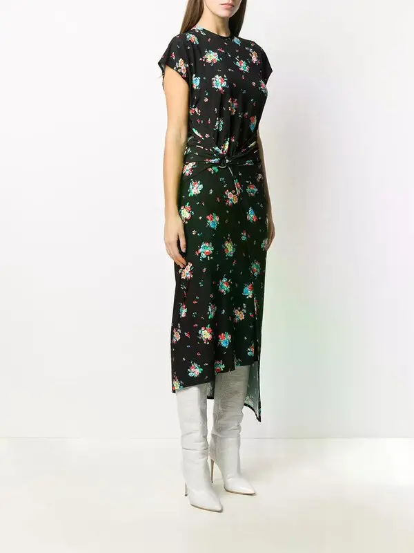 Rabanne Floral-print Twist-front Dress