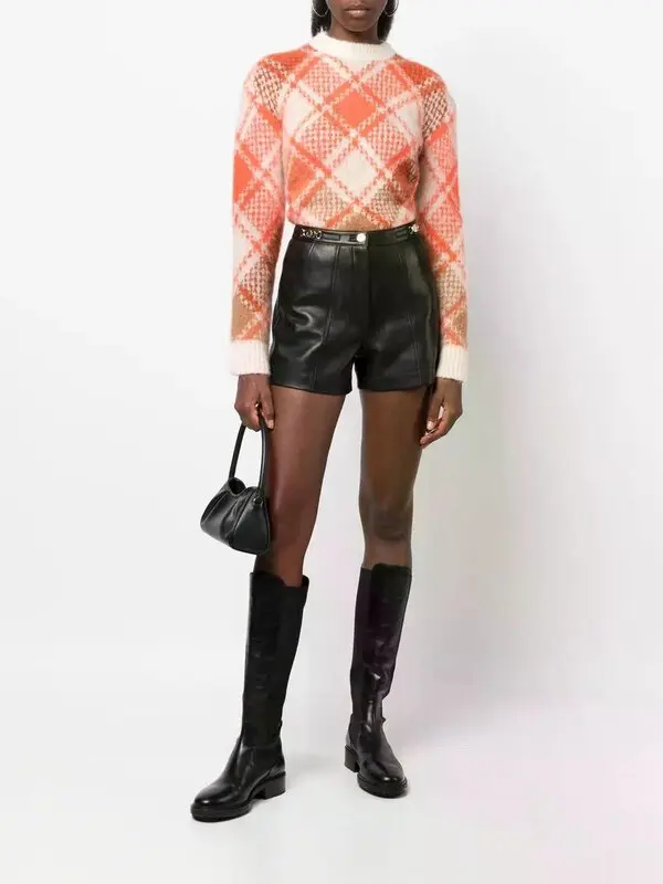 Maje Logo-plaque Leather Shorts