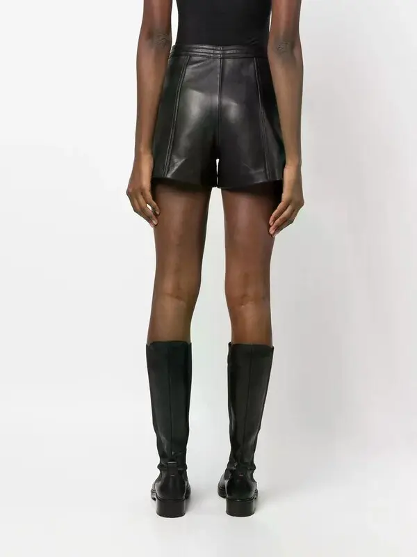 Maje Logo-plaque Leather Shorts