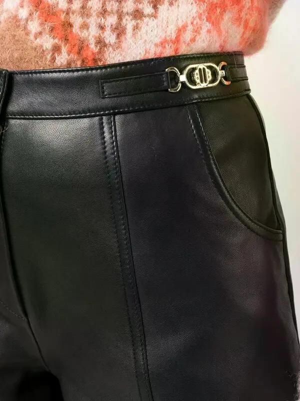 Maje Logo-plaque Leather Shorts