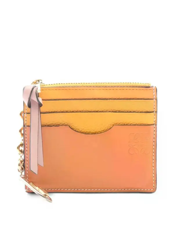 Loewe 2010s Anagram Coin Card Holder - Orange