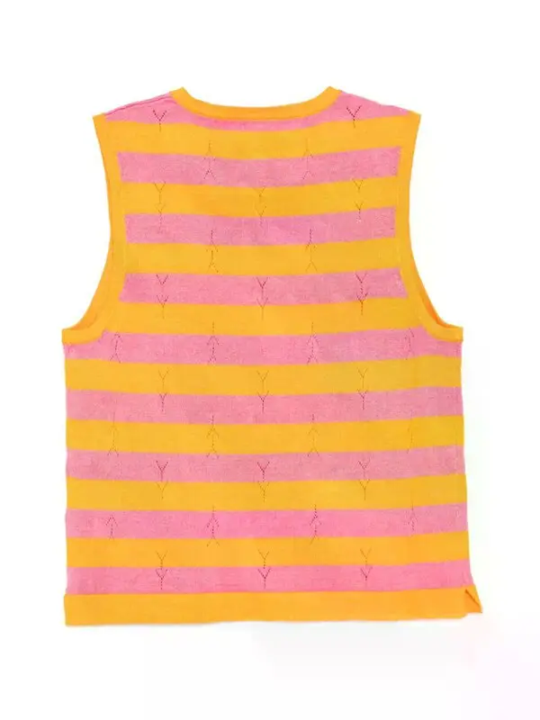 YANYAN Daisy Appliqué Striped Tank Top