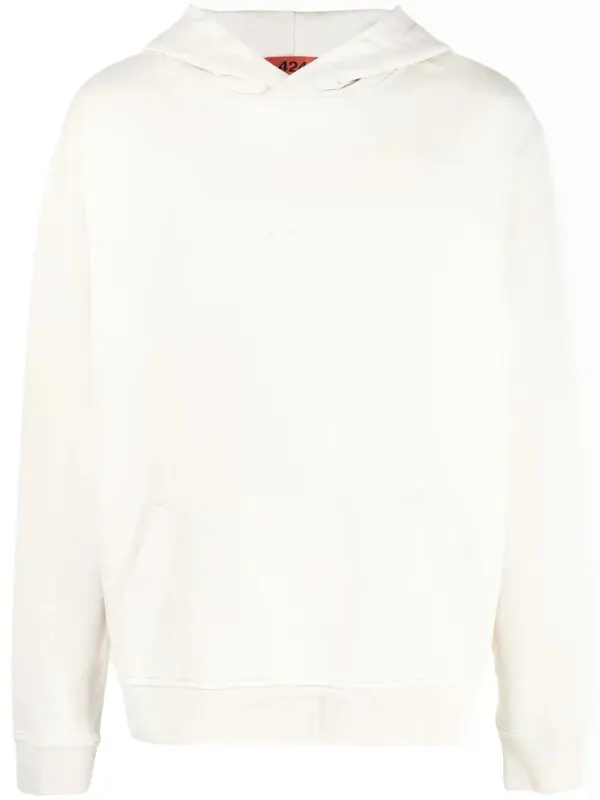 424 Debossed-logo Cotton Hoodie - Neutrals