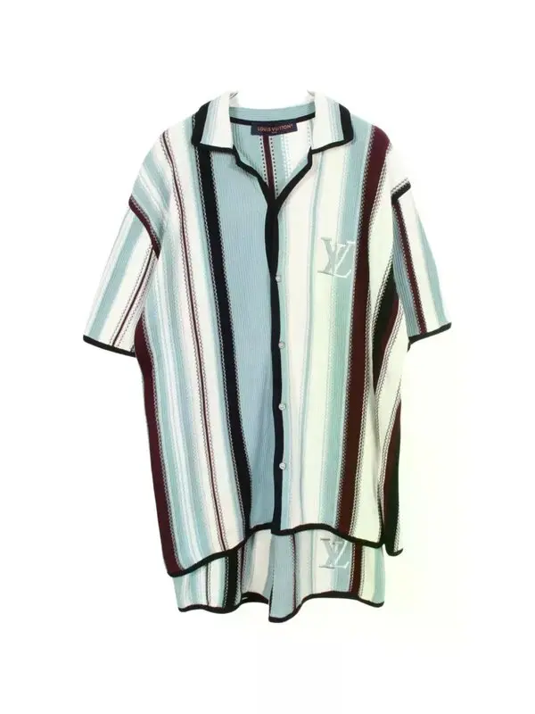 LOUIS VUITTON 2010s Logo-embroidered Striped Shorts Set