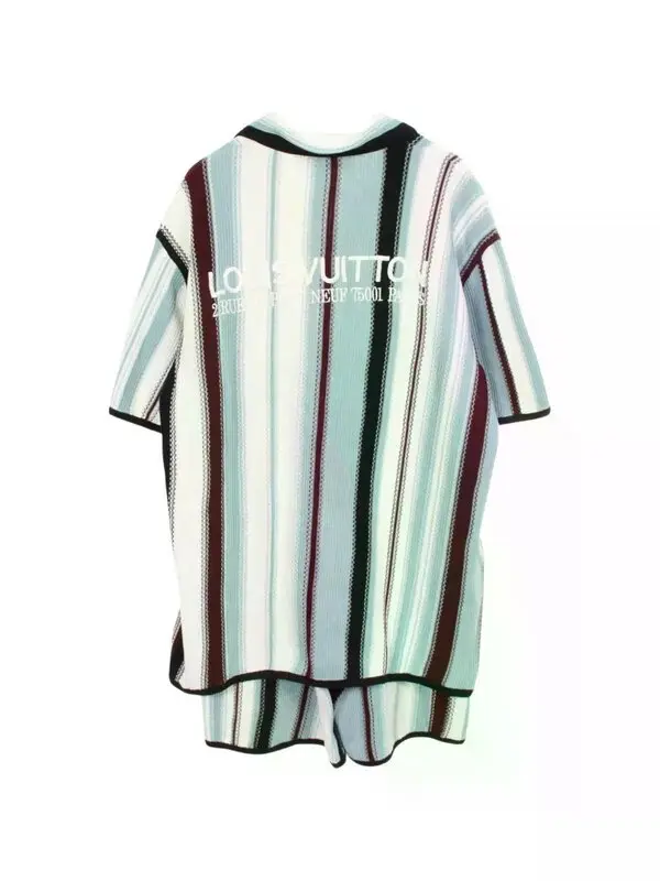 LOUIS VUITTON 2010s Logo-embroidered Striped Shorts Set