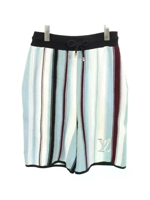 LOUIS VUITTON 2010s Logo-embroidered Striped Shorts Set