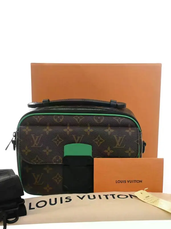 LOUIS VUITTON Monogram Macassar S Lock Messenger Bag Satchel - Brown