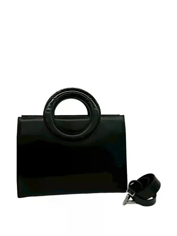 Celine 20th Century Round Handle Leather Satchel - Black