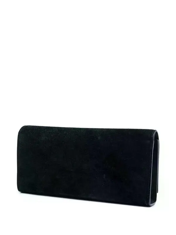 Saint Laurent Suede Monogram Kate Tassel Clutch Bag - Black