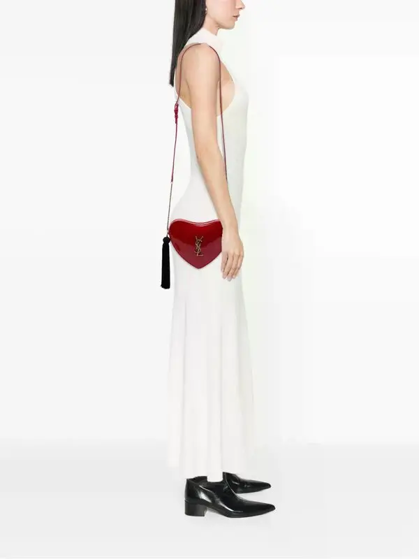 Saint Laurent 2018 Small Patent Sac Coeur Heart Crossbody Bag - Red