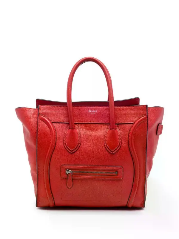 Celine Grained Calfskin Luggage Tote Bag - Orange