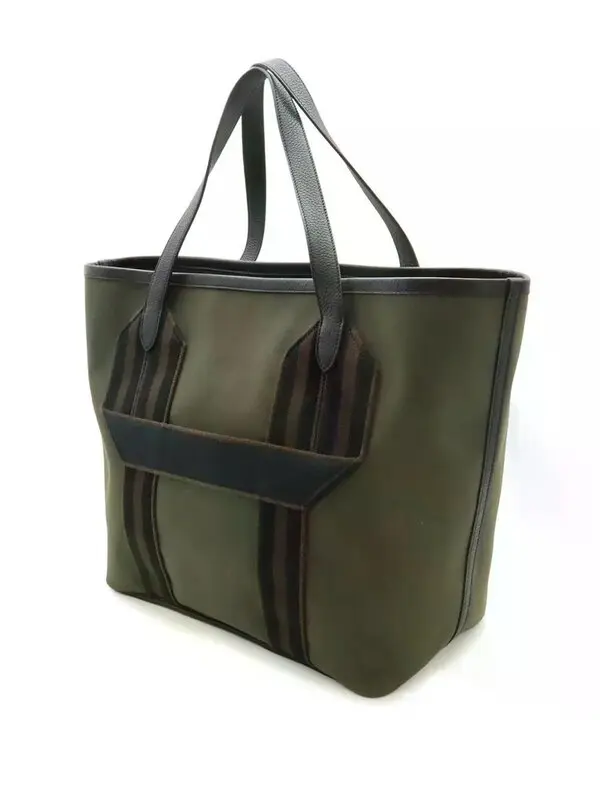 Hermès Toile Militaire And Clemence Taurillon Tote Bag