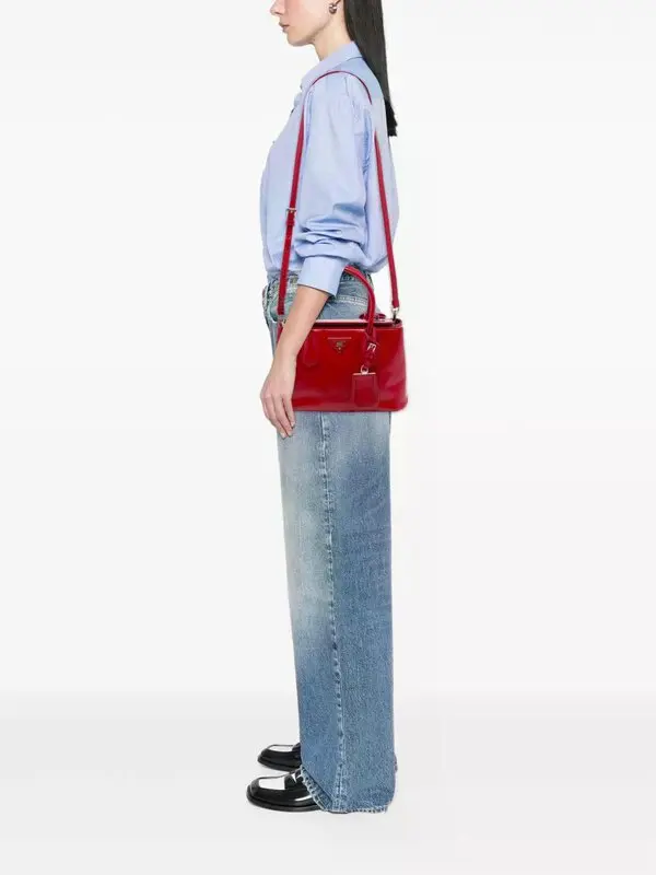 Prada Saffiano Vernice Turnlock Twin Satchel