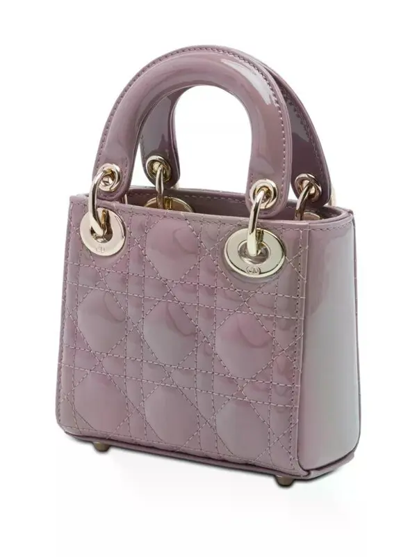 Dior 2022 Micro Patent Cannage Lady Satchel - Pink