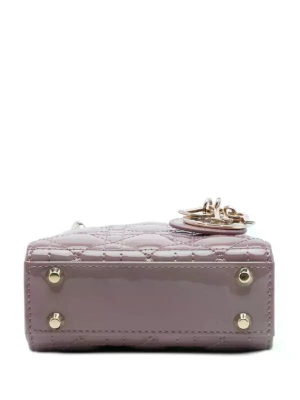 Dior 2022 Micro Patent Cannage Lady Satchel - Pink