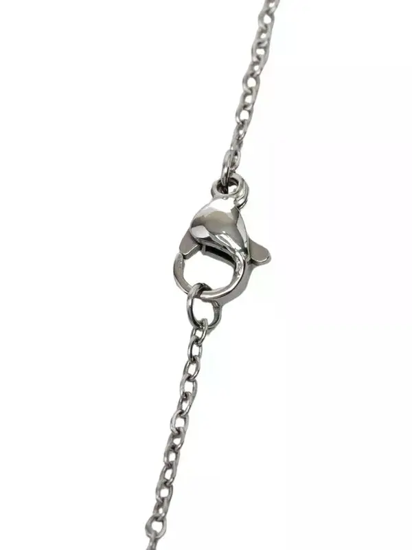Hermès Palladium Plated Lacquered 'h' Pendant Necklace - Orange