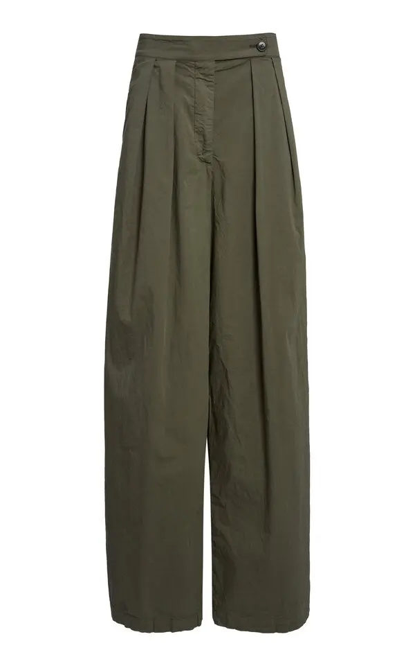 Dries Van Noten Cotton-blend Wide-leg Trousers - Green