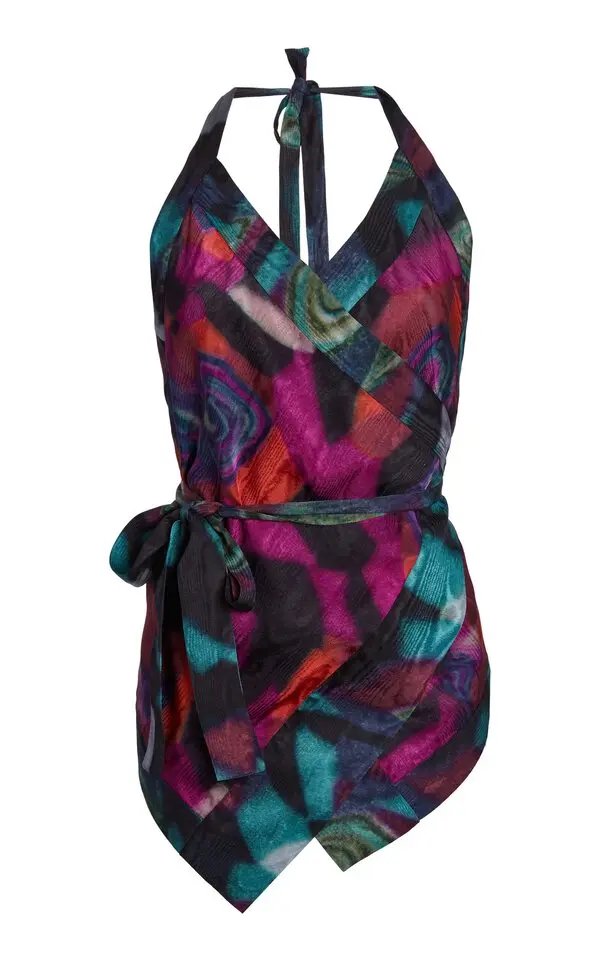 Dries Van Noten Cussia" Printed Moiré Top - Pink