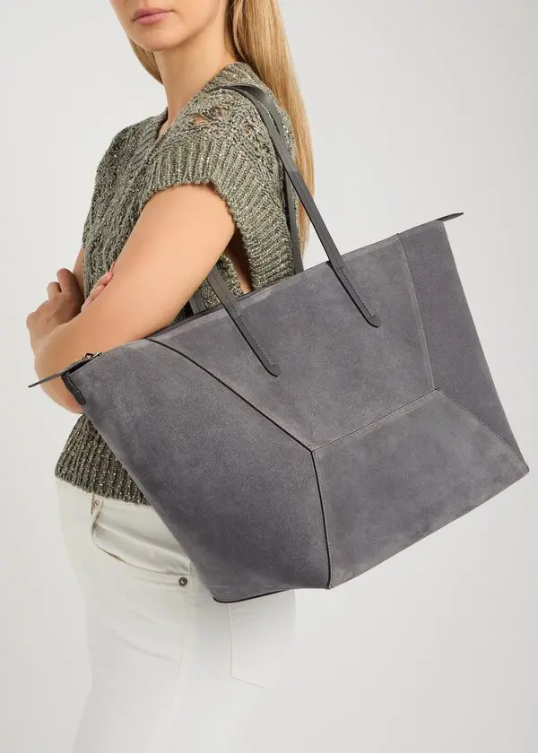 Brunello Cucinelli Bead Medium Suede Tote