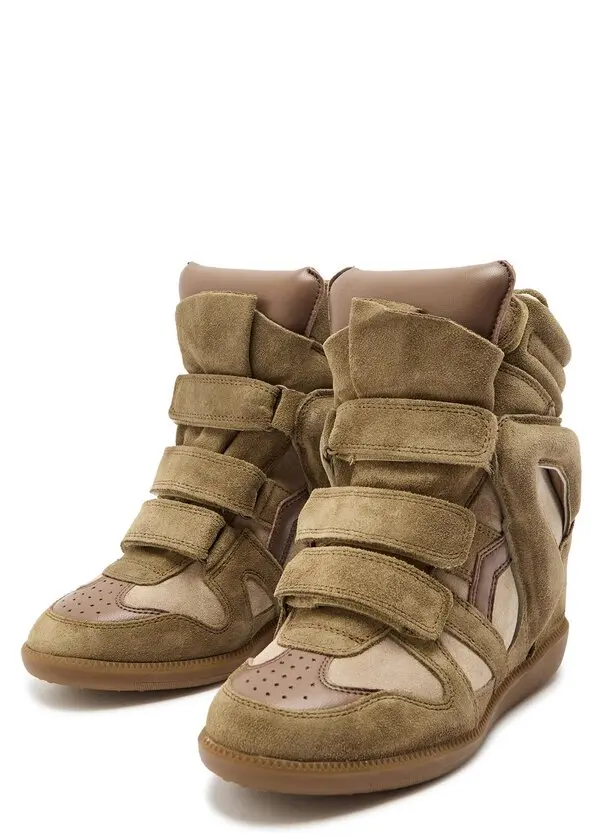 Isabel Marant Étoile Bekett Paneled Leather And Suede Sneakers - Taupe