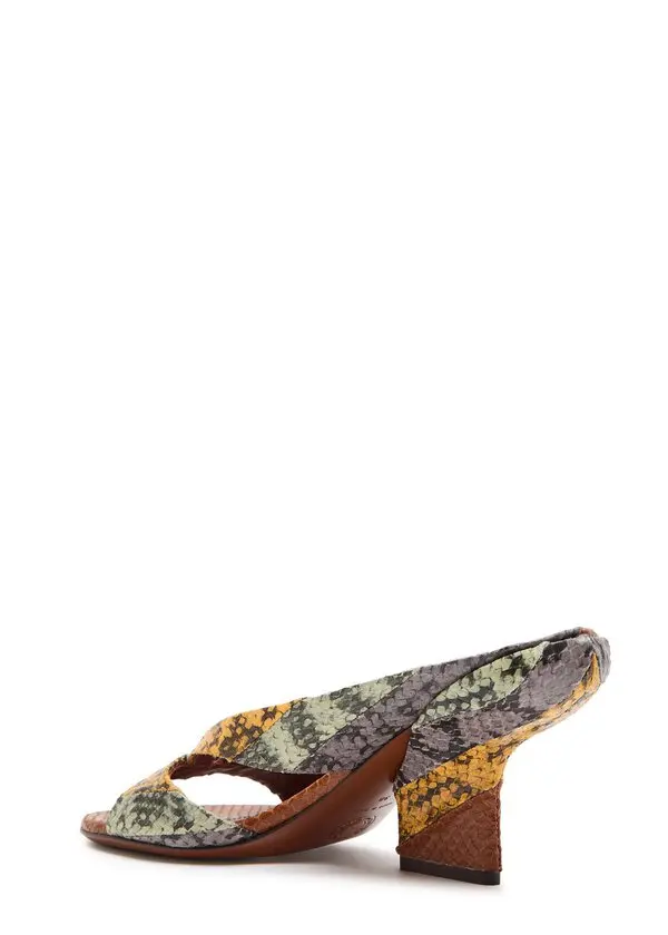 Dries Van Noten Patchwork Crocodile-effect Leather Mules