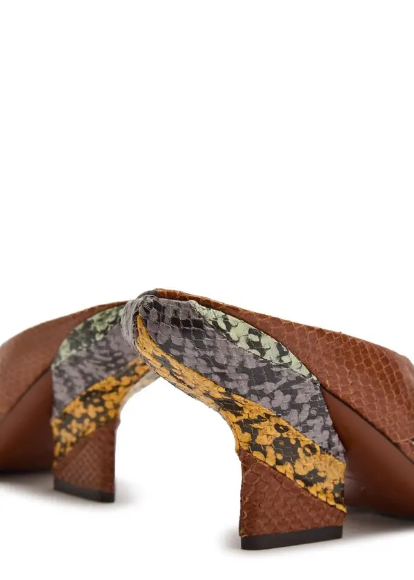 Dries Van Noten Patchwork Crocodile-effect Leather Mules