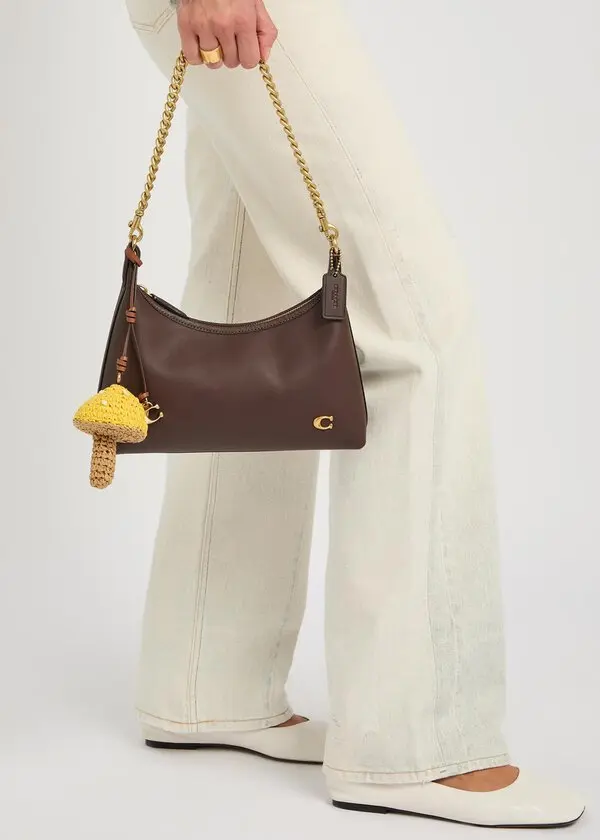 COACH Mushroom Leather And Straw Bag Charm