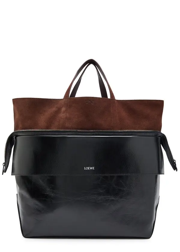 Loewe Switch Large Suede And Leather Tote - Black