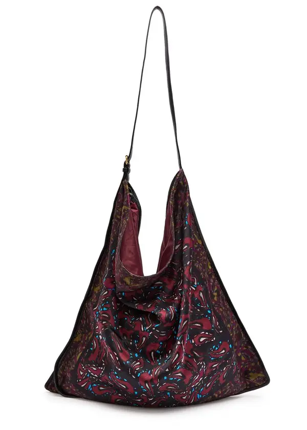 Dries Van Noten Scarf Large Leather And Satin Tote - Rust