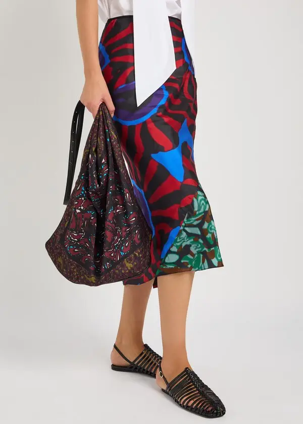 Dries Van Noten Scarf Large Leather And Satin Tote