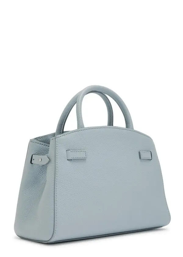 DEMELLIER The Hudson Small Grained Leather Top Handle Bag - Blue
