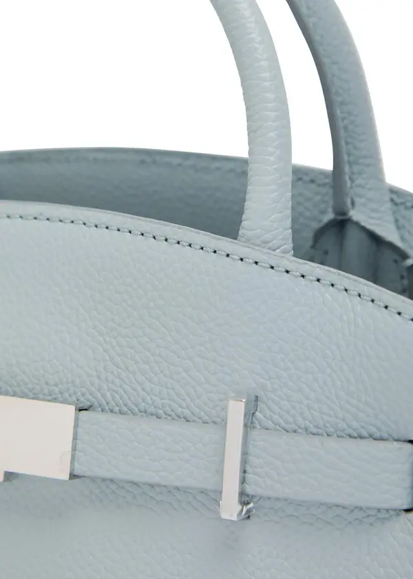 DEMELLIER The Hudson Small Grained Leather Top Handle Bag - Blue