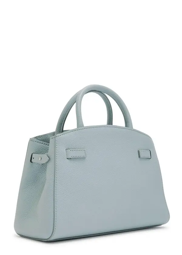 DEMELLIER The Hudson Small Grained Leather Top Handle Bag - Blue