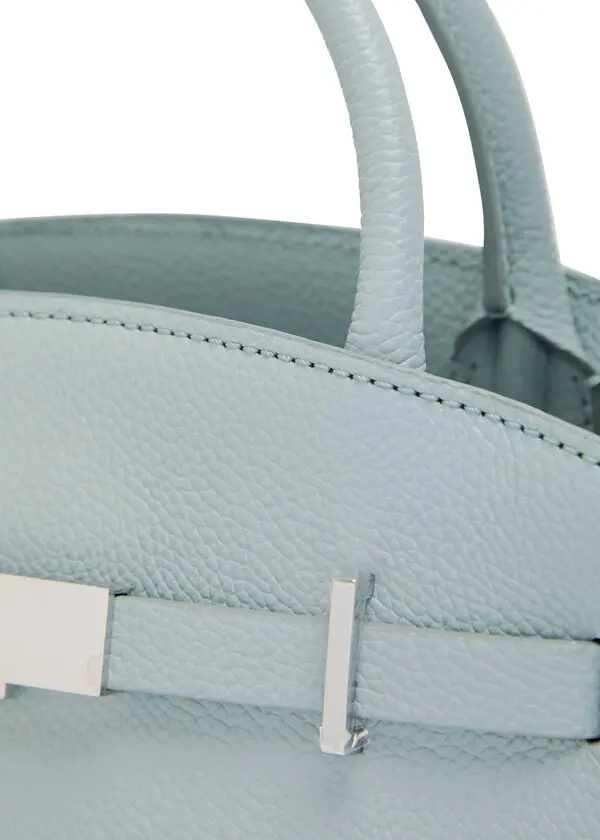 DEMELLIER The Hudson Small Grained Leather Top Handle Bag - Blue