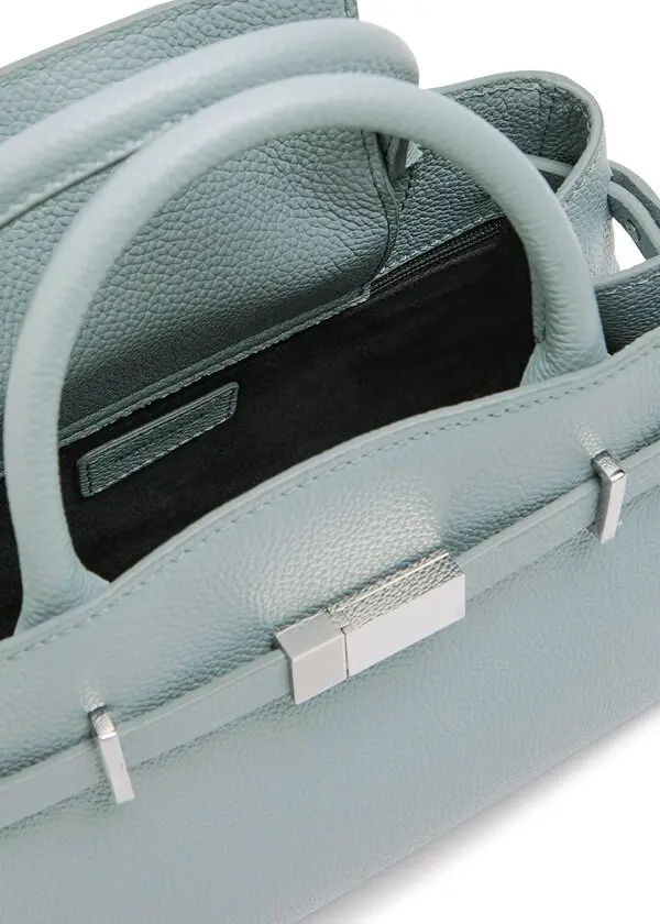 DEMELLIER The Hudson Small Grained Leather Top Handle Bag - Blue
