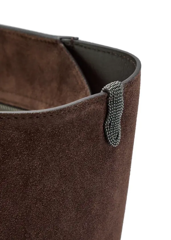 Brunello Cucinelli Bead Medium Suede Tote